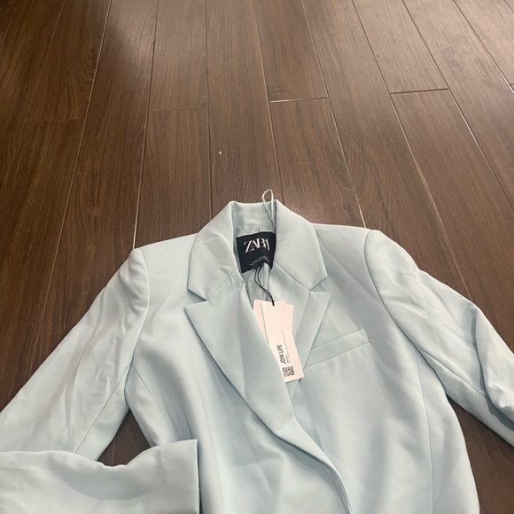 Zara | Jackets & Coats | Zara Light Blue Oversized Double Button Blazer ...
